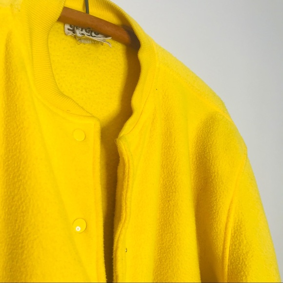 Vintage | Jackets & Coats | Vintage Retro 9s Yellow Fleece Bomber ...